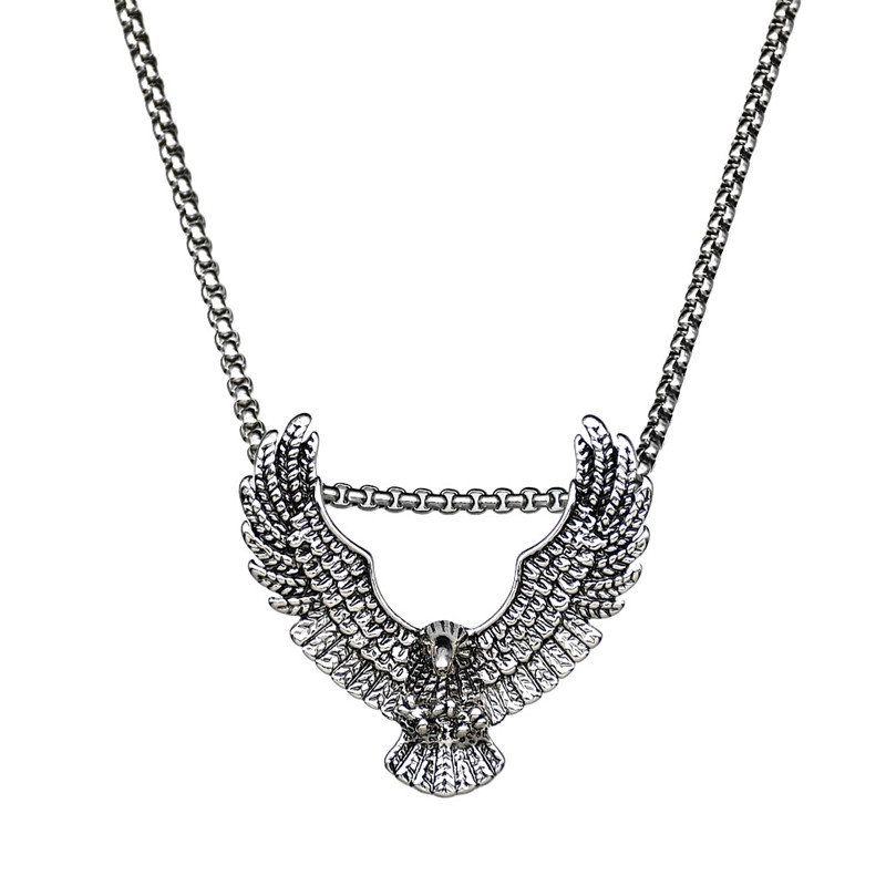 Fashion Trendy Cool Men's Stainless Titanium Steel Eagle Wings Necklace ...