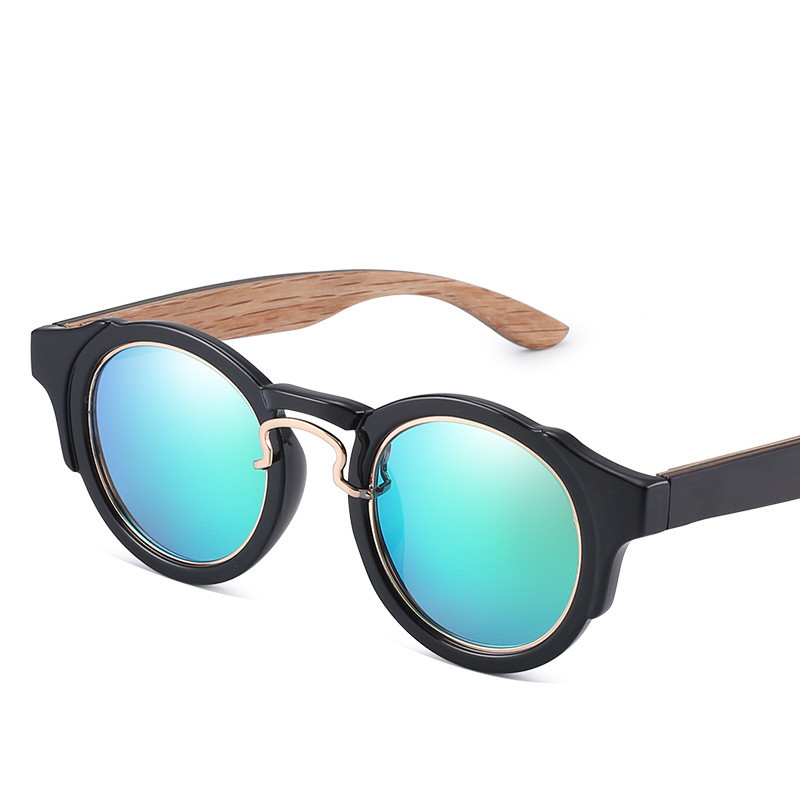 Retro Colorful Film Bamboo And Wood Sunglasses Punk Wooden Sunglasses