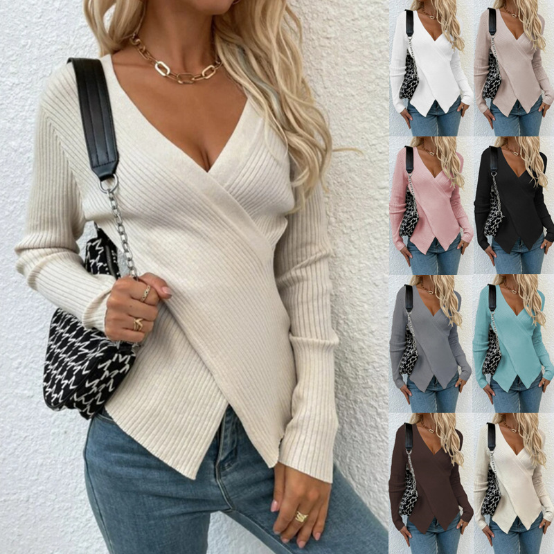 Irregular Cross Sweater Women's Top - CJdropshipping