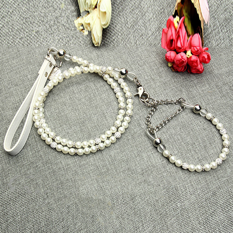 Pet leash dog leash pearl collar - CJdropshipping