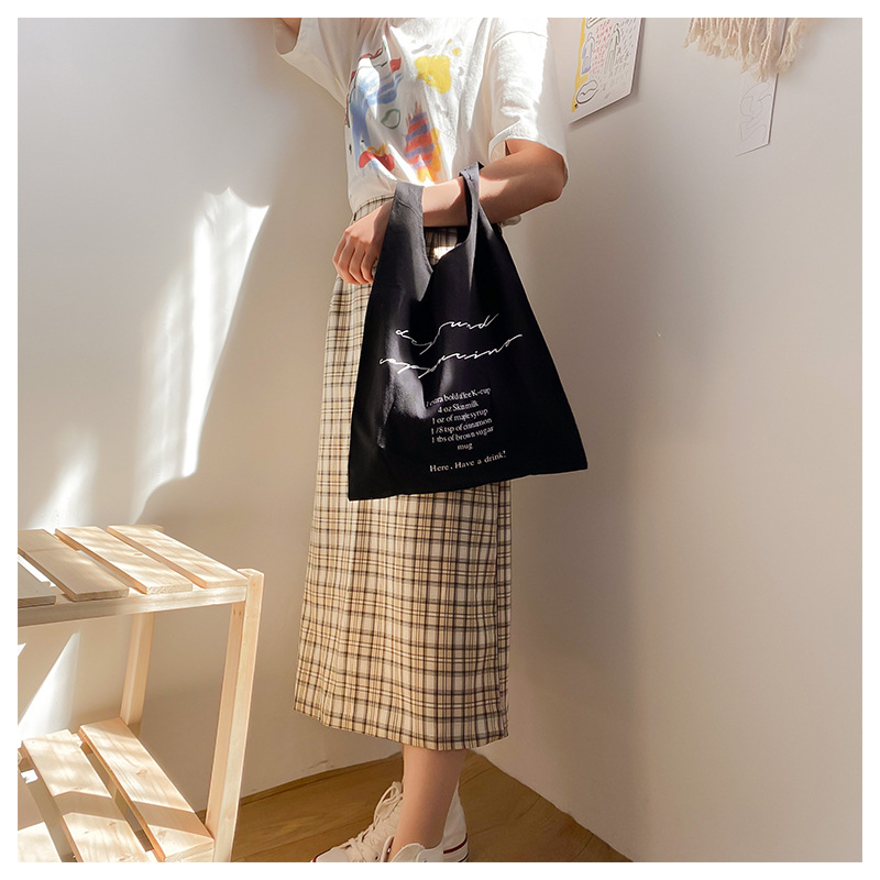 Hand carry letter vest bag canvas cotton linen bag - CJdropshipping