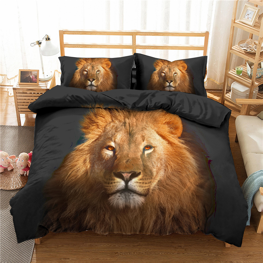 Digital Printing African Animal Lion Bedding Set Of Three - CJdropshipping