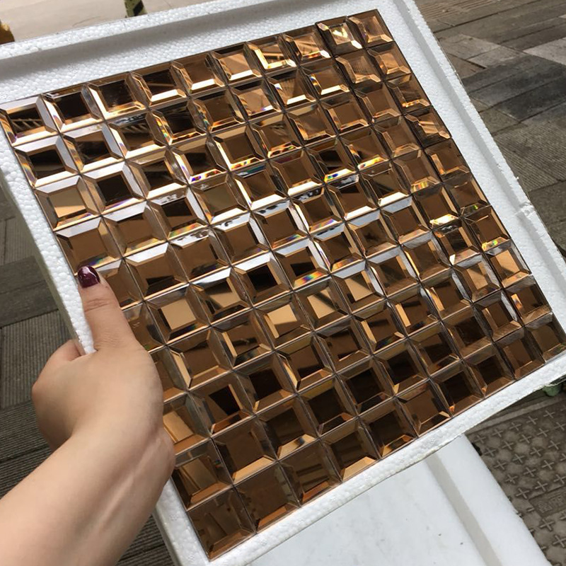 Five Sides Grinding Edge Beveled Crystal Glass Mosaic Mirror Tile Wall ...