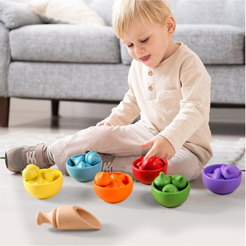 Wooden Colored Oak Clip Bowl Cup Classifier Set Teaching Aids ...