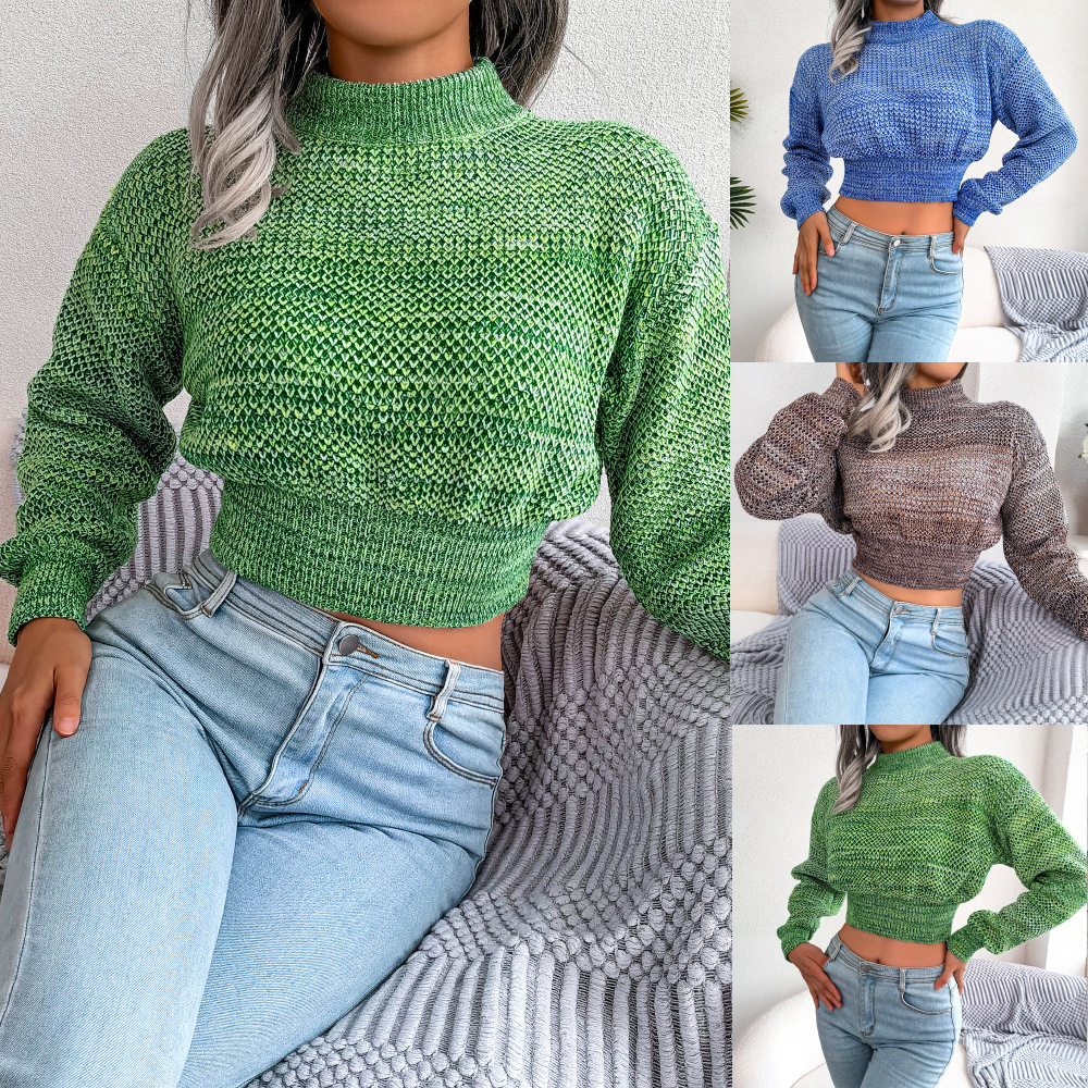 Fashion Color Long Sleeve Navel Knitting Sweater - CJdropshipping