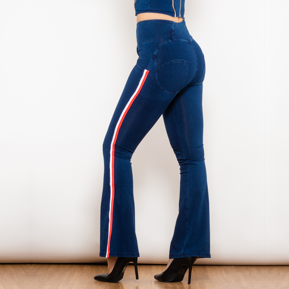Shascullfites Melody Side Striped High Waist Skinny Jeans Bum Lift ...