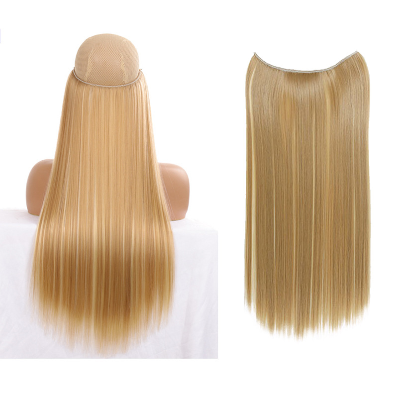 Fish Line Hair Weft Hair Extension Wig Women's One-piece Long Straight ...