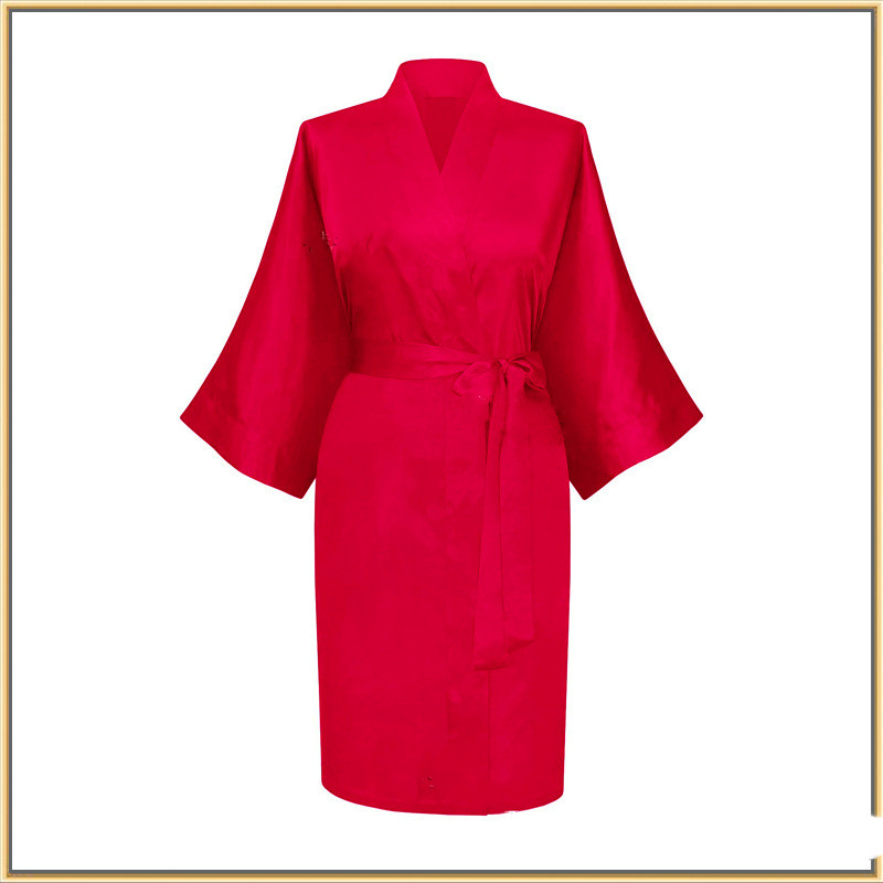 Elastic Imitation Silk Pajamas Solid Color Female Nightgown Elastic