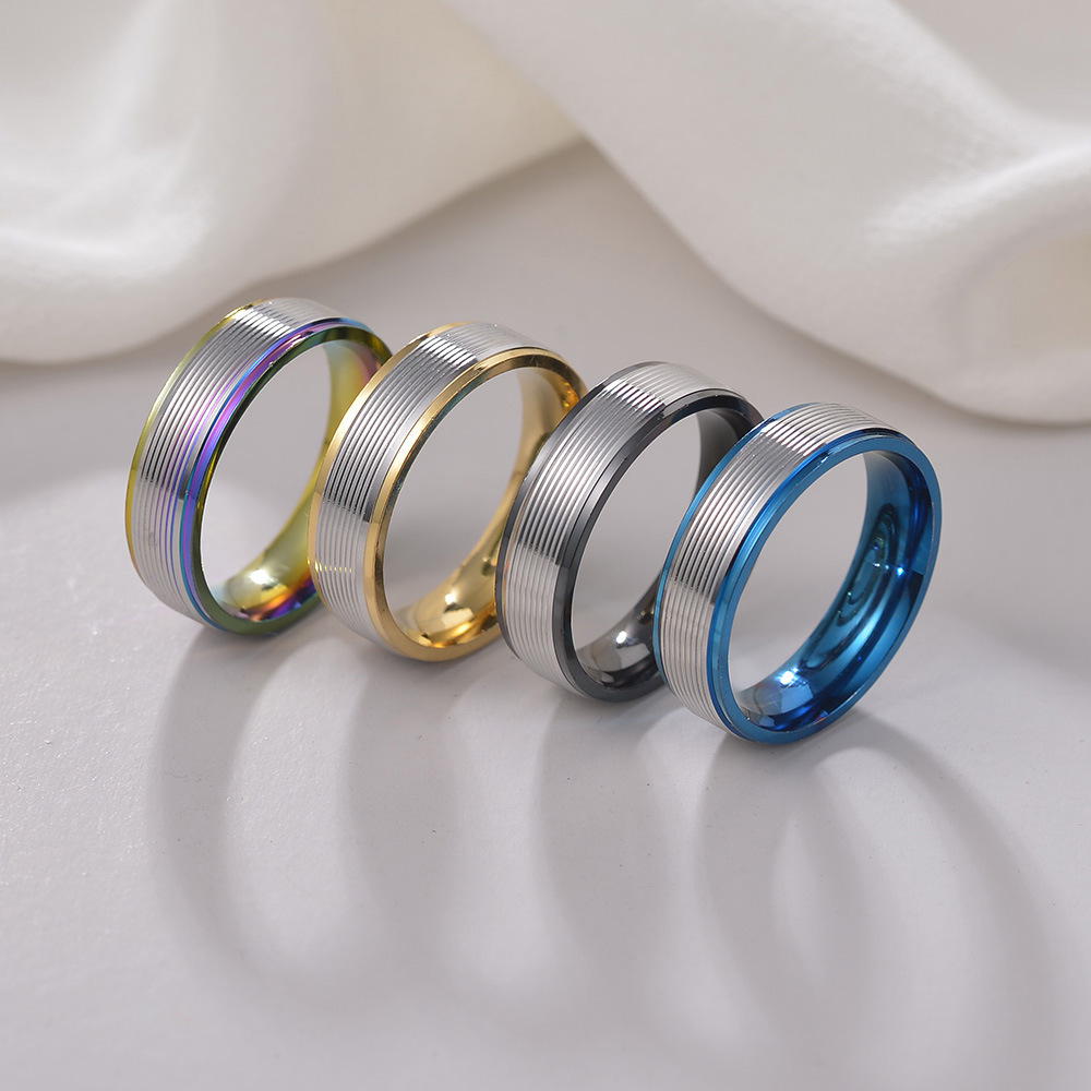 Jewelry 6mm Multicolor Threaded Titanium Steel Ring For Men ...