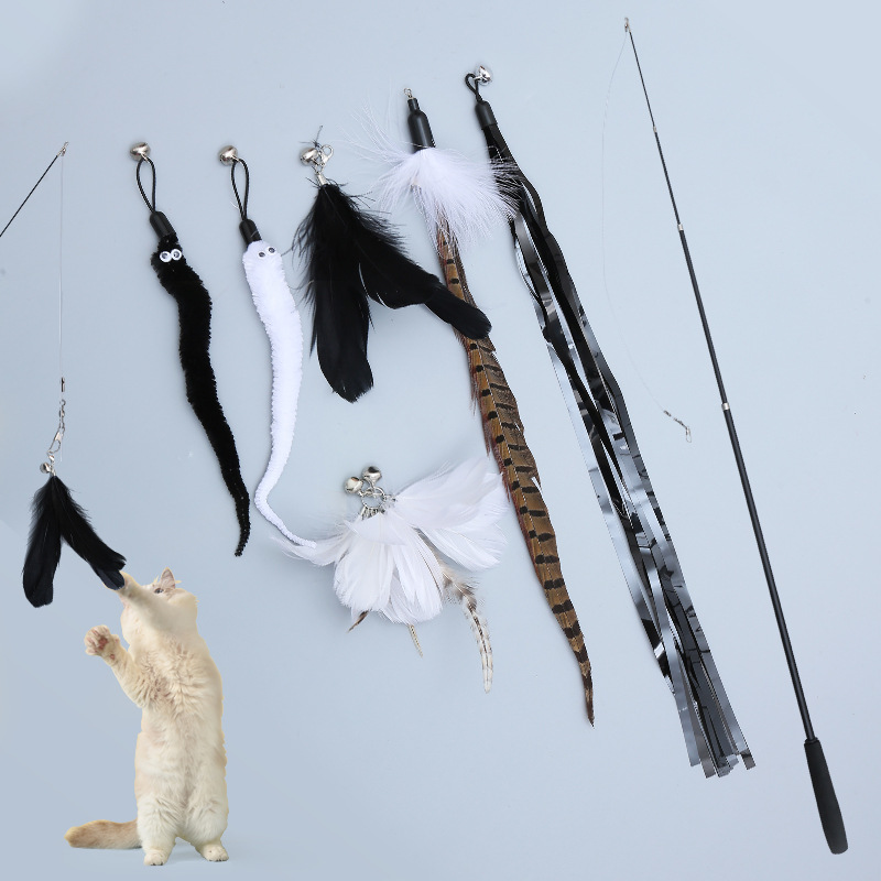 Toys Four Section Telescopic Cat Stick Feather Set - CJdropshipping