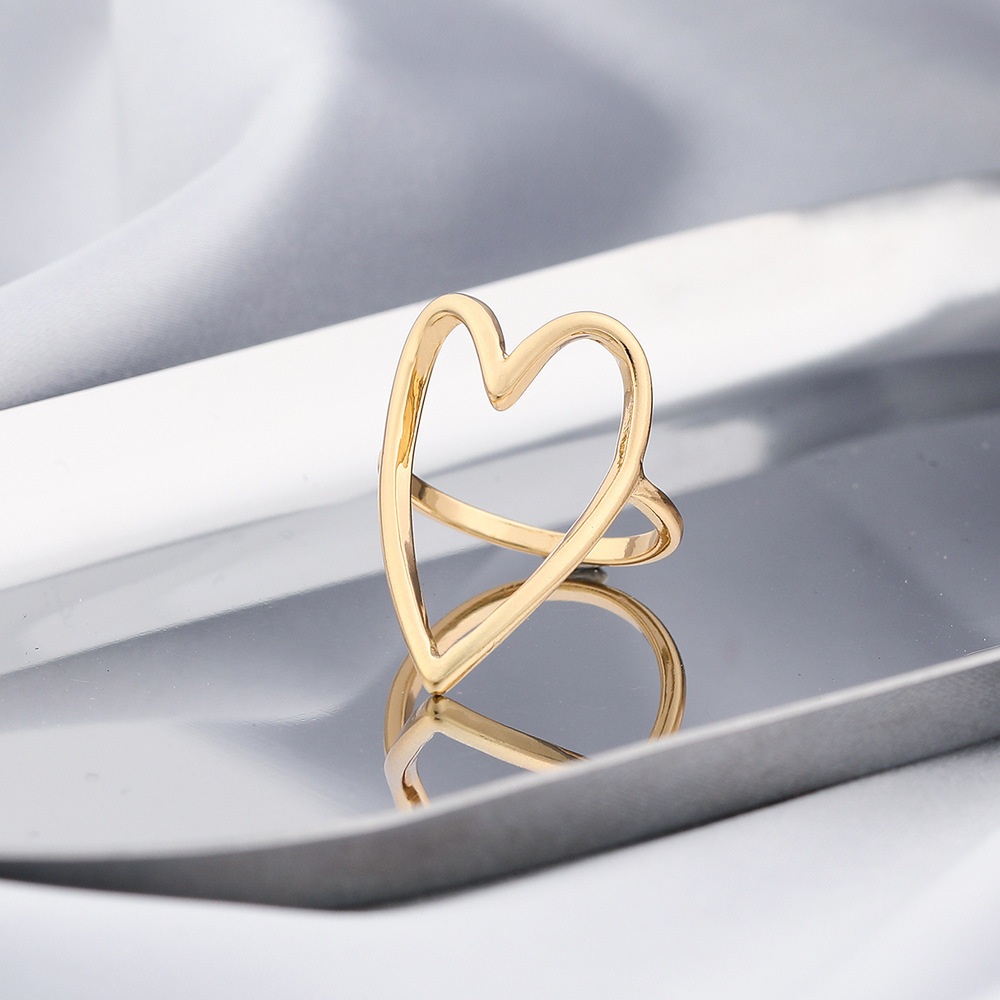 Women's Stylish Simple And Versatile Hollow Love Heart-shaped Ring ...