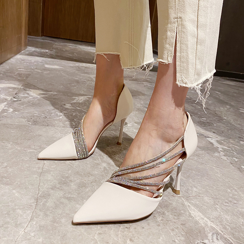 Spring And Summer New Fashion Rhinestone Casual Pointed High Heels ...