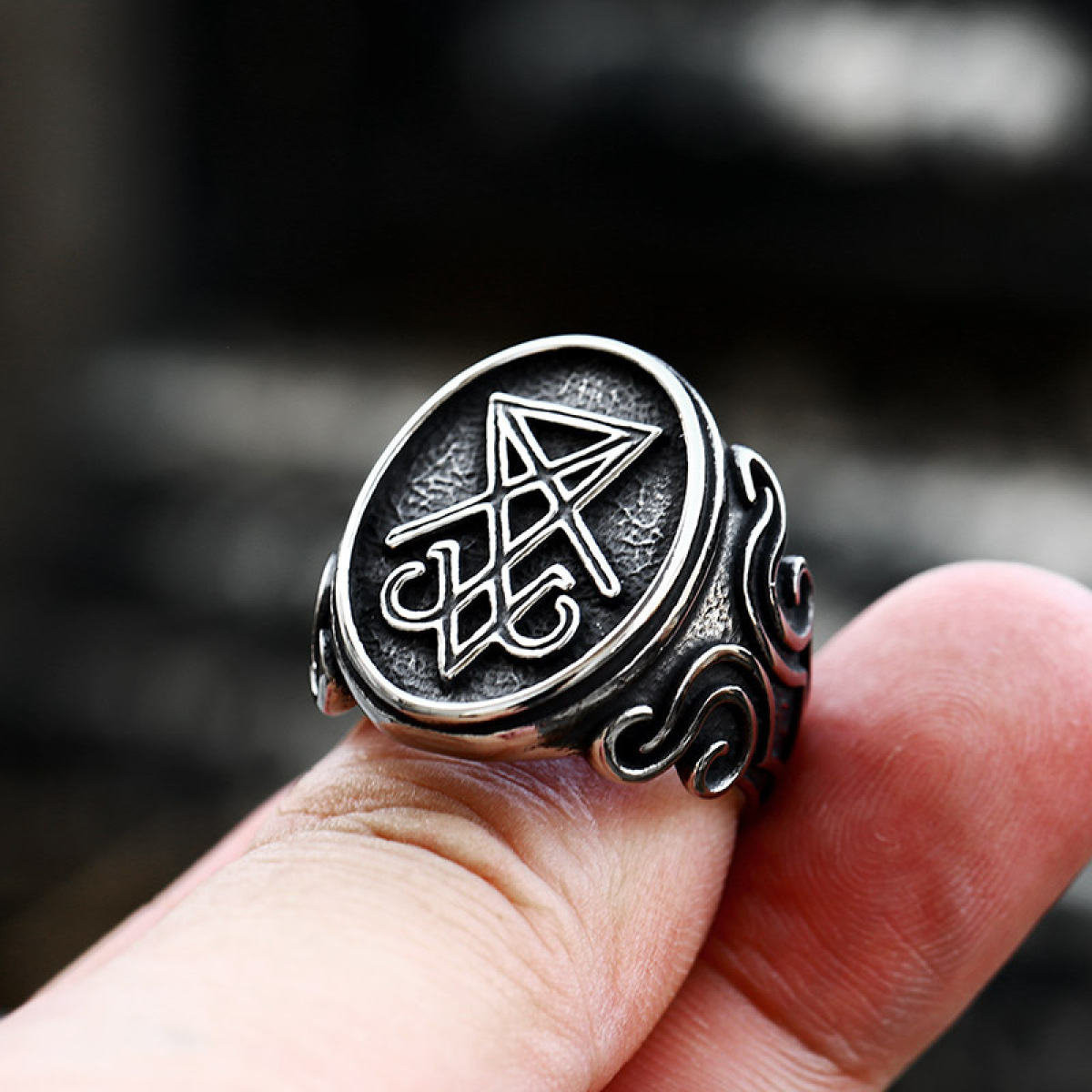 Stainless Steel Lucifer Satan Men's Ring - CJdropshipping