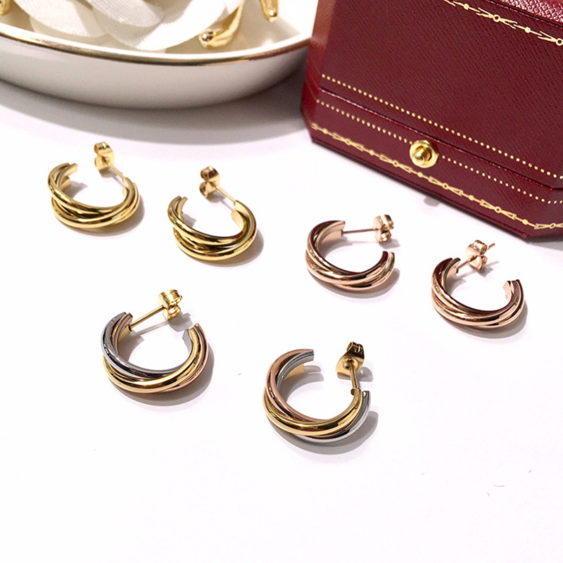 Titanium Steel Vacuum Ring Three-color Stud Trend Simple Accessories ...