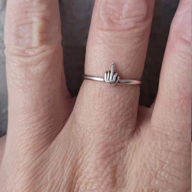 Fashion Jewelry Silver Alloy Middle Finger Ring - CJdropshipping