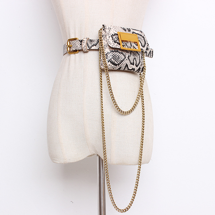 Concave Shape Double-layer Chain Decoration Mini Square Belt Bag ...