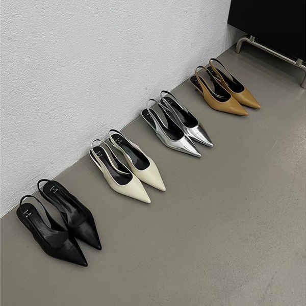 Tip In Silver Back Strap Small Heel Shoes - CJdropshipping