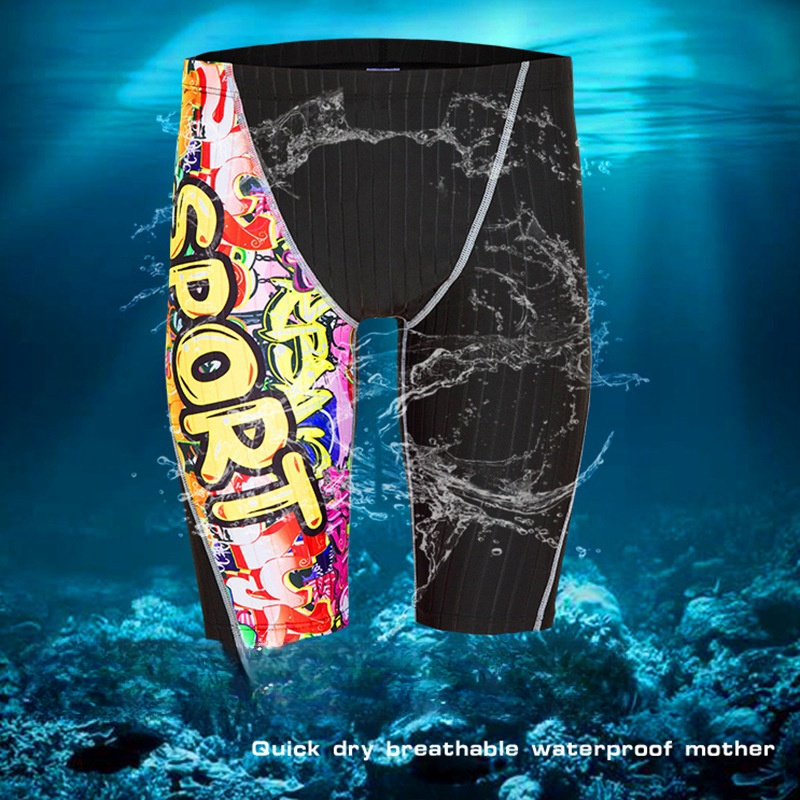 Swimming Trunks Anti-embarrassment Quick-drying Racing Sports Men Mid ...