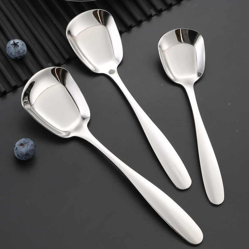 304 Stainless Steel Square Head Flat-bottom Spoon - CJdropshipping