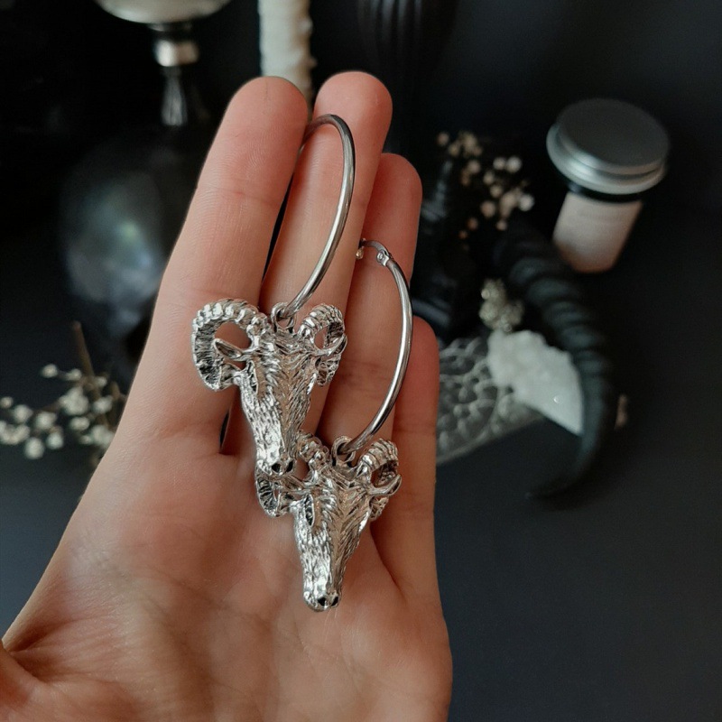 New Baphomet Style Goat Hoop Earrings - CJdropshipping