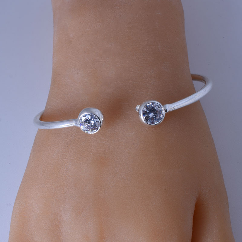 Classic Round Open-ended Simple Diamond Plated Bracelet - CJdropshipping