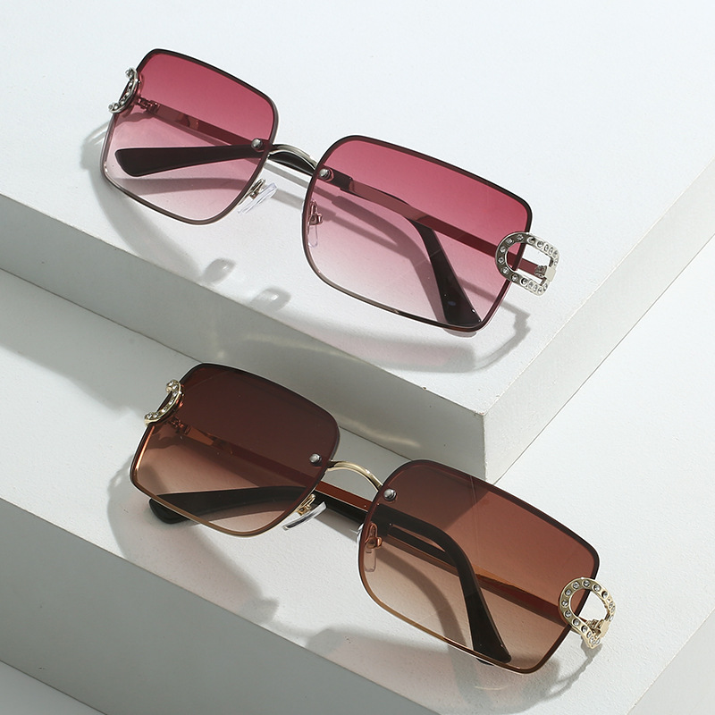Rimless Sunglasses Square Diamond-studded Glasses Personalized Y2g ...
