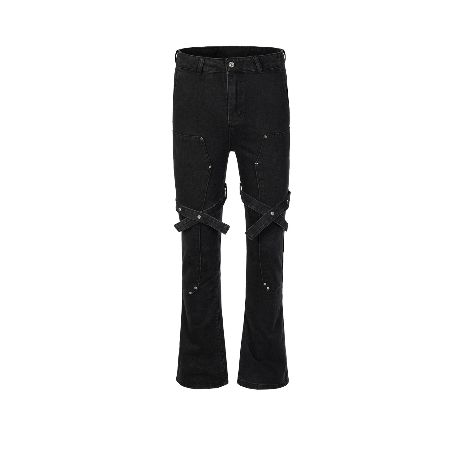 Bootcut Pants Button Braiding Decorative Stitching Men And Women ...