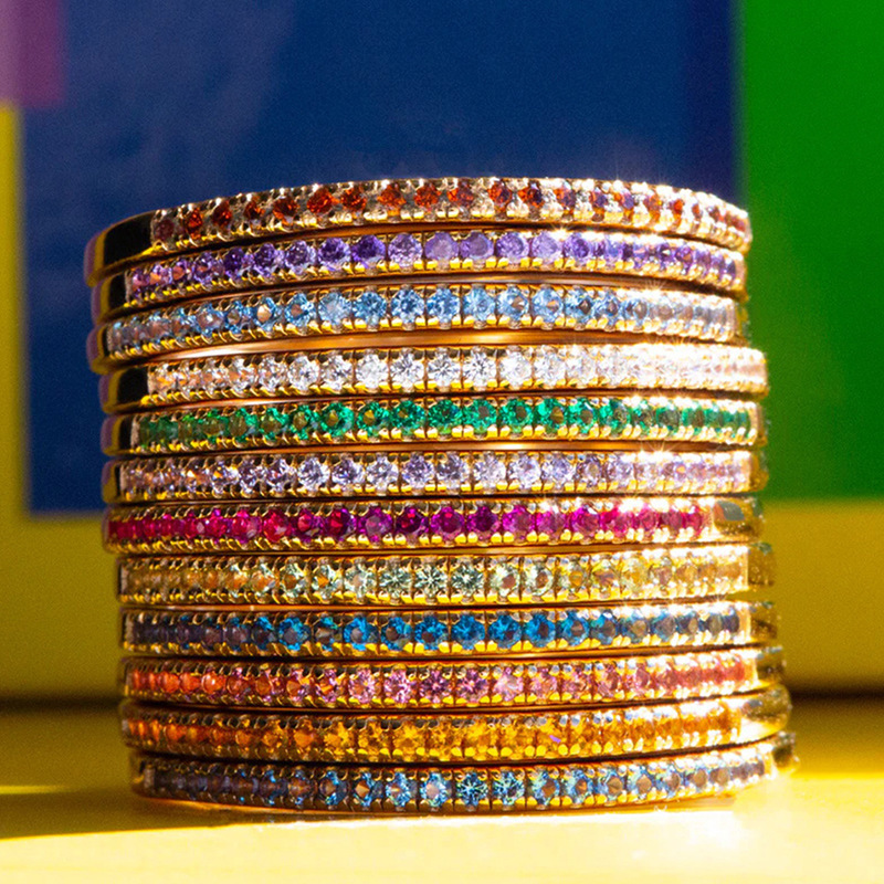Colorful Rhinestone-encrusted Ring Stainless Steel - CJdropshipping