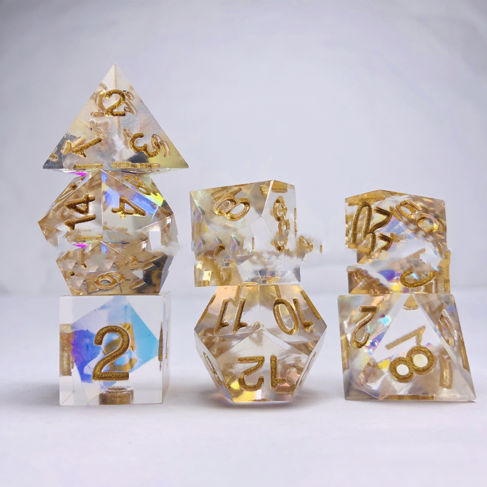 Sharp Angle Christmas Style Gold Foil Resin DIY Dice - CJdropshipping