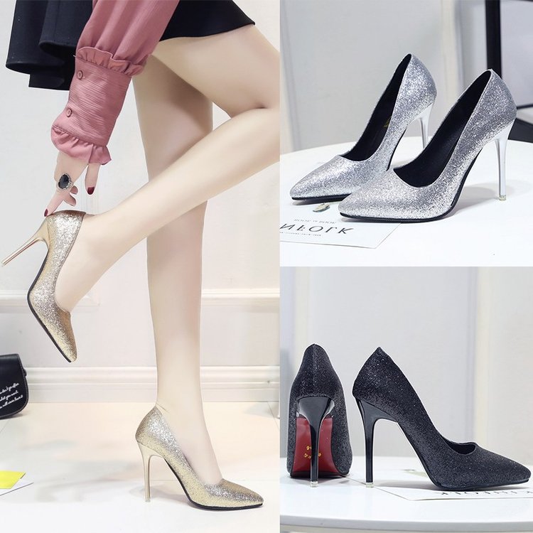 Spring And Summer New High Heels Stiletto Heel Gold And Silver Color ...