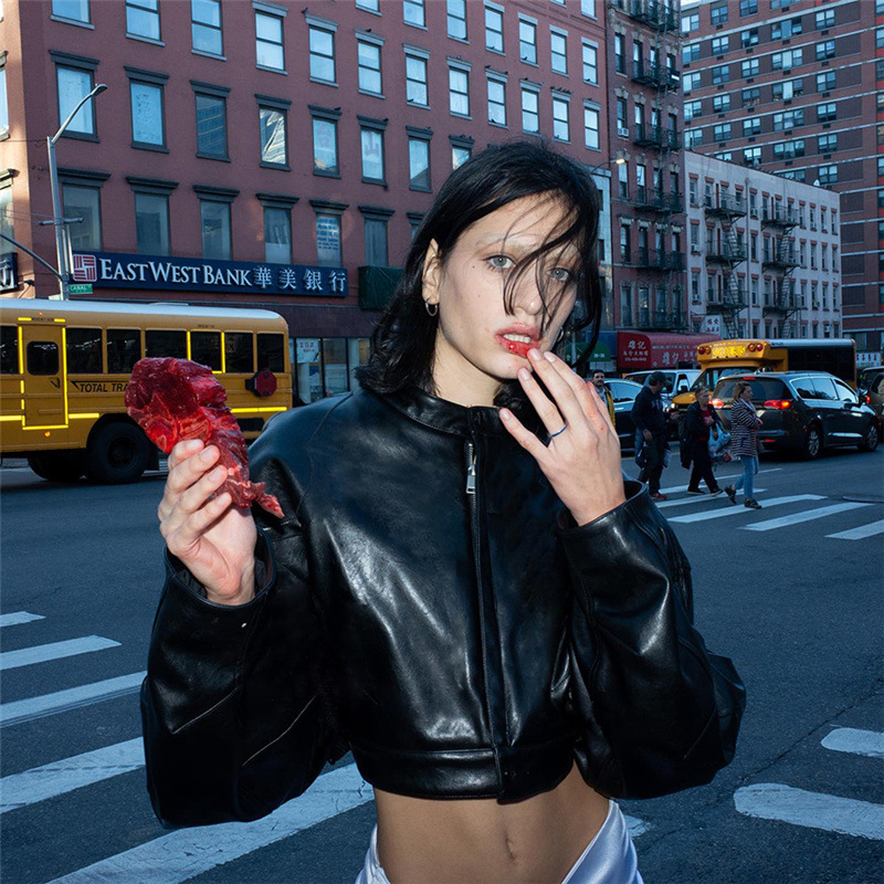 Single-breasted Leather Coat Midriff-baring Loose Coat - CJdropshipping