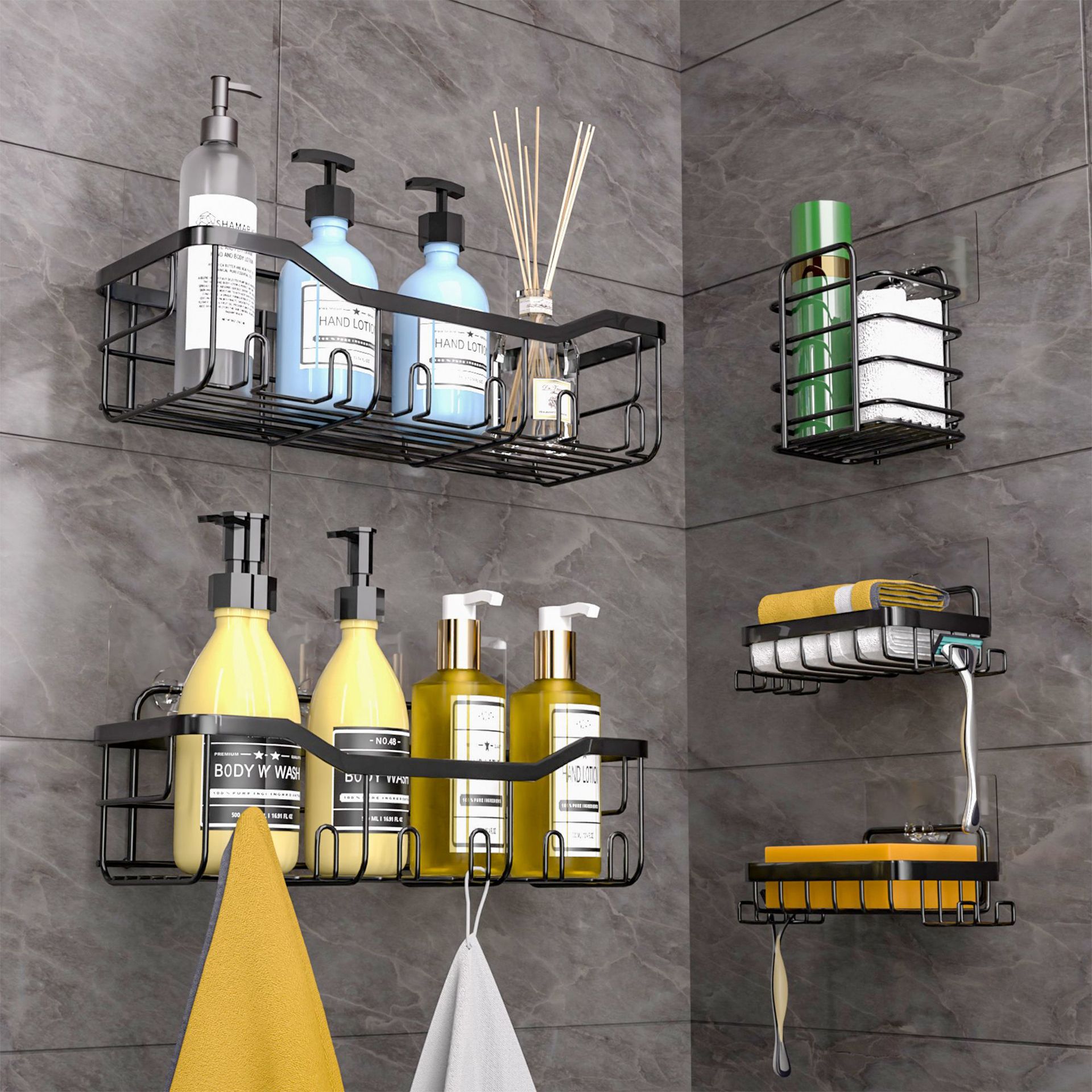 Stainless Steel Bathroom Rack Five-piece Suit - CJdropshipping
